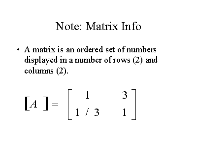 Note: Matrix Info