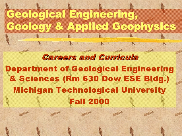 Geological Engineering, Geology & Applied Geophysics